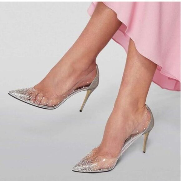 Miss Left | Shoes | Miss Left Silver Pointy Toe Stiletto Heel Pump Slip ...